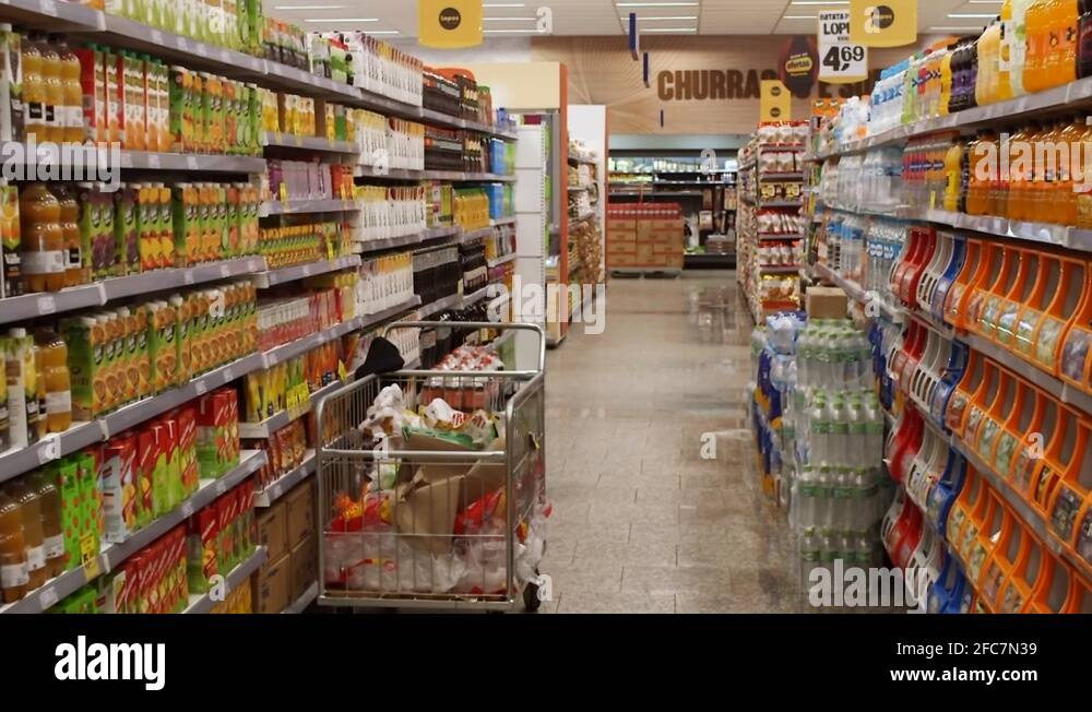 Inside a Brazilian Supermarket showing their shelves and isles Stock ...