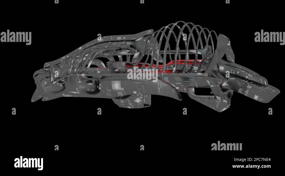 Rotating Spaceship with alpha background UFO concept loop 3d rendering ...