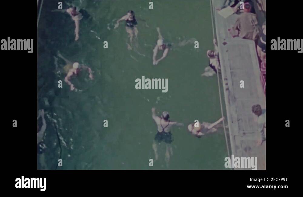WW2 - People swim in swimming pool on ship MS Milwaukee Stock Video ...