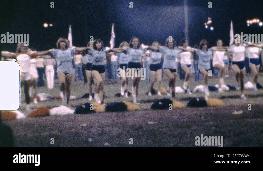 1970s Women Girls CHEERLEADERS FOOTBALL High School Vintage Old Film ...