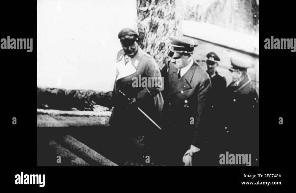 WW2 - Adolf Hitler and Hermann Goehring walk to country home Berghof ...