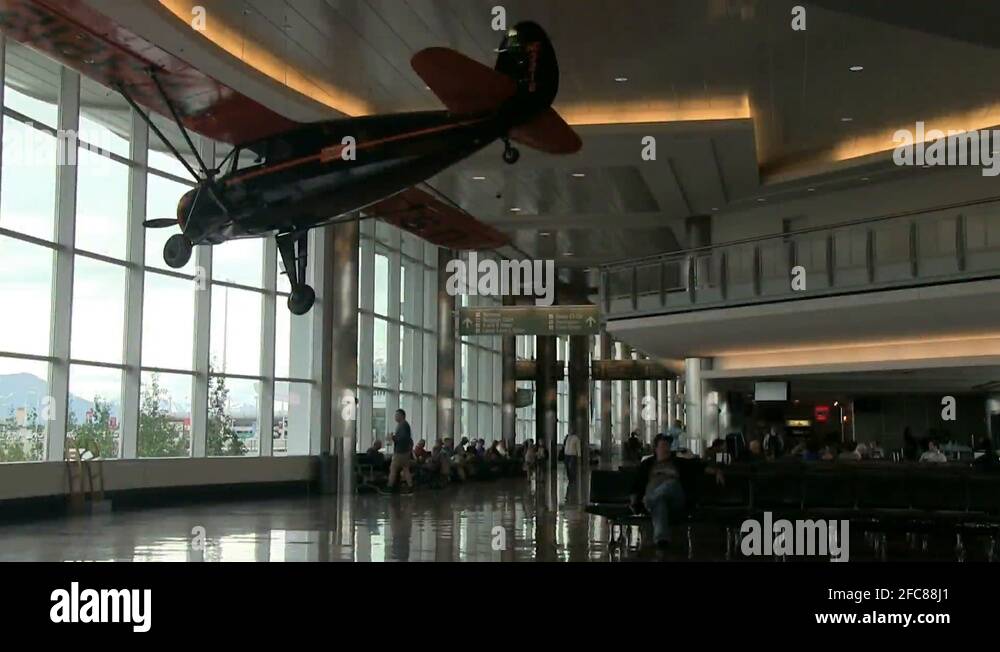 international airport, historic aircraft from ceiling Stock Video ...