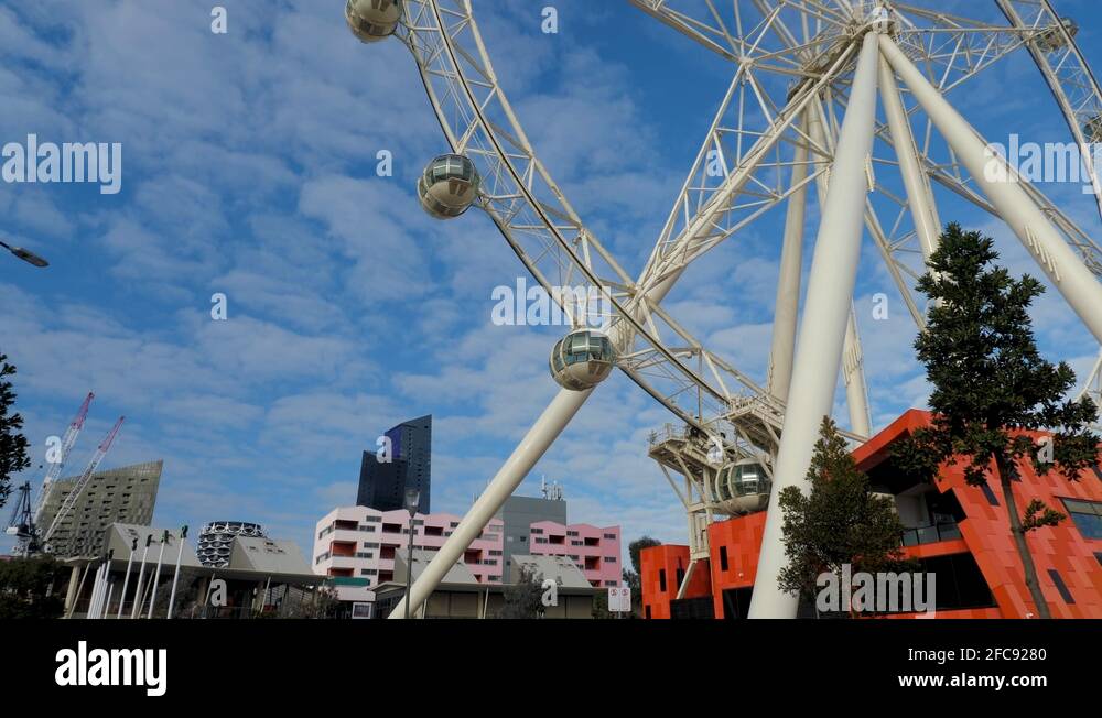 Melbourne Star Observation Wheel in dockland during daytime Stock Video ...