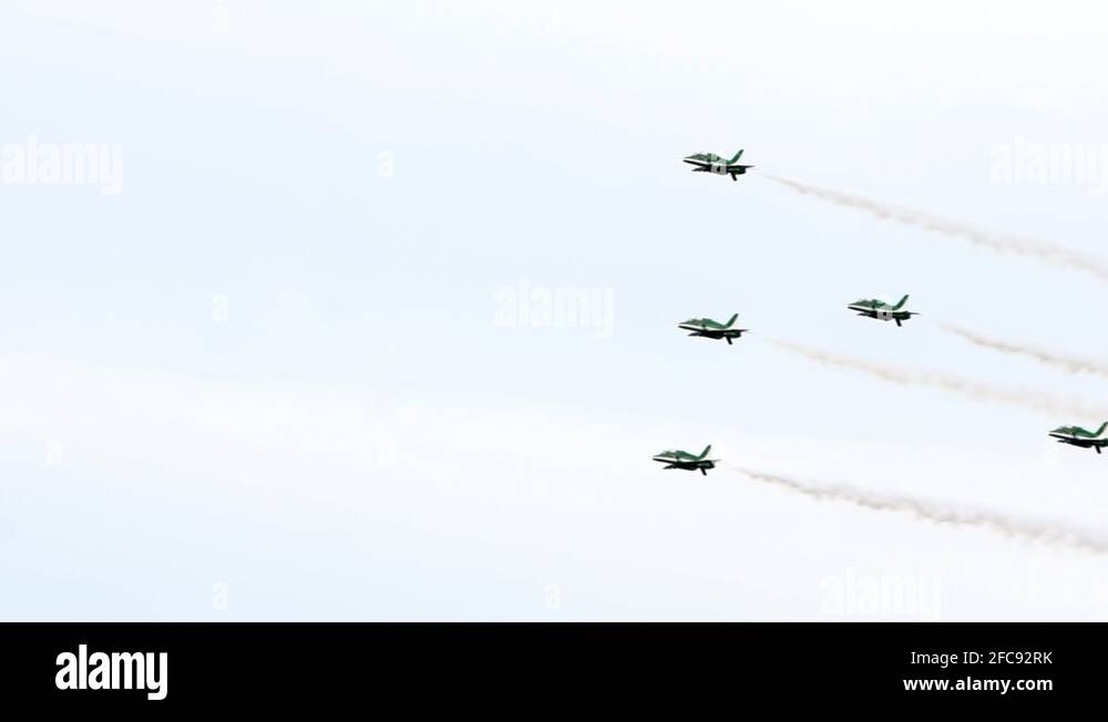 Jet planes of Royal Saudi Air Force aerobatic team Saudi Hawks ...
