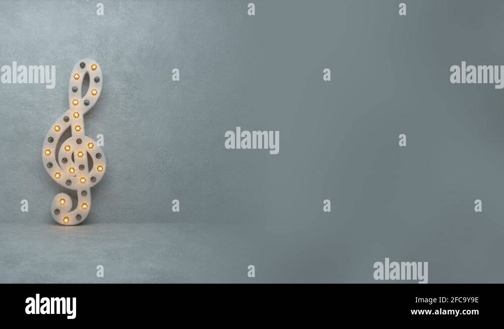 G-clef music note decoration and free space 3D render seamless loop ...