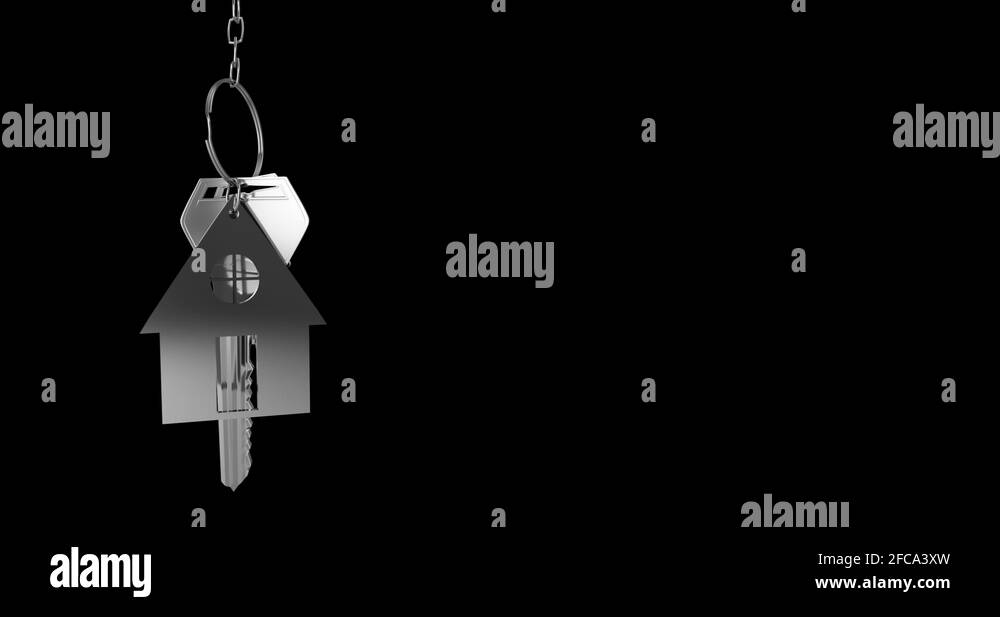 House keys and key fob hanging on black background 4k Stock Video ...