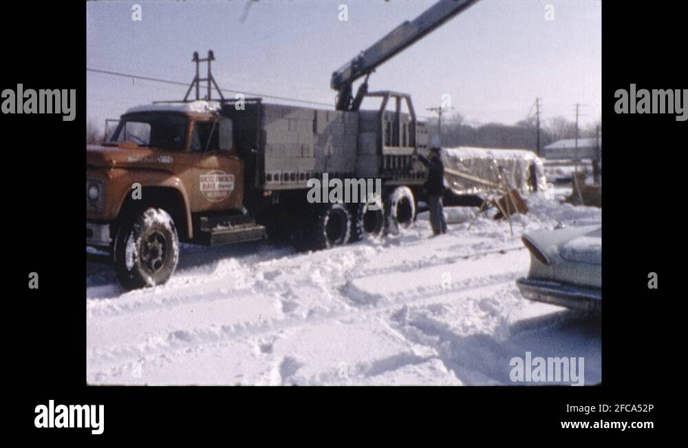 1960s Crane Moves Pallet Cement Blocks CONSTRUCTION SITE Vintage Film ...