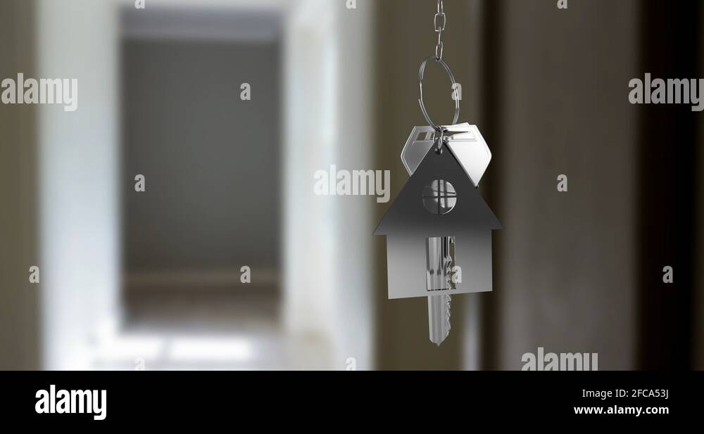 House keys and key fob hanging over out of focus background 4k Stock ...