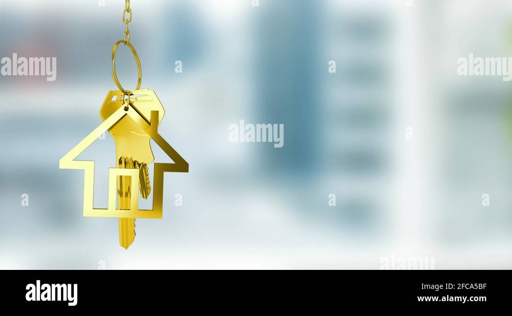 House keys and key fob hanging over out of focus background 4k Stock ...