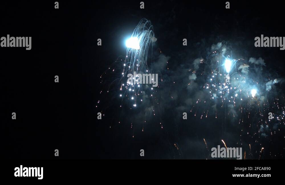 Fireworks: rain of colors in the dark sky Stock Video Footage - Alamy