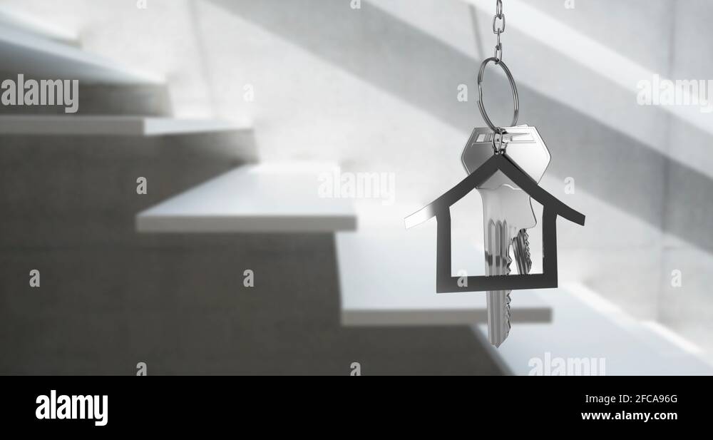 House keys and key fob hanging over staircase 4k Stock Video Footage ...