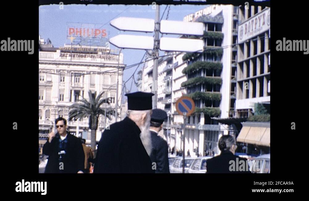 1970s Street Scene Athens Greece Vintage Old Film Home Movie Stock ...