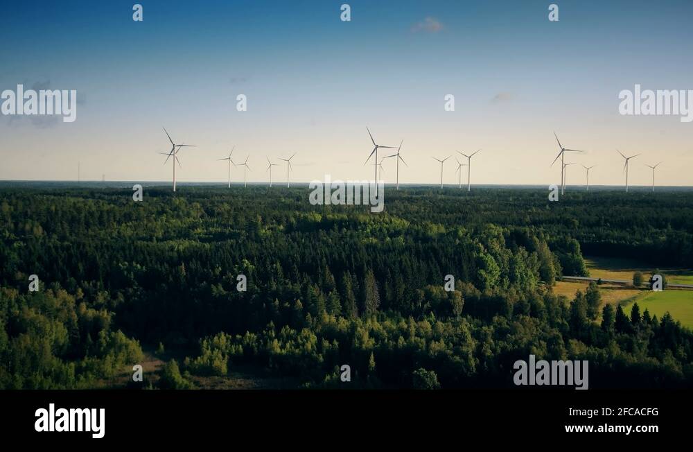 Green electricity generation from wind power in Sweden. Tall towers ...