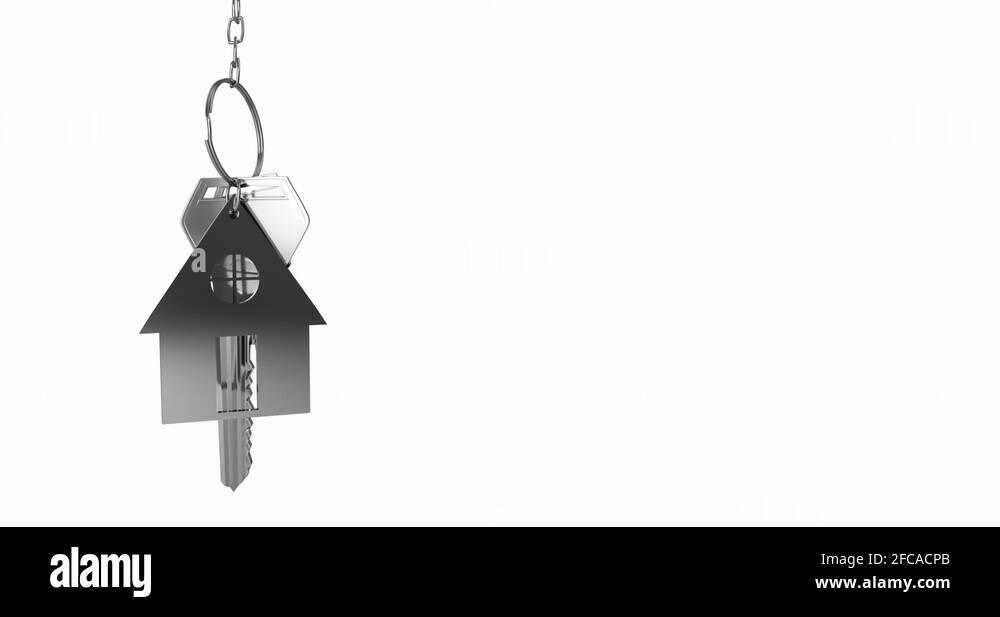 House keys and key fob hanging on white background 4k Stock Video ...