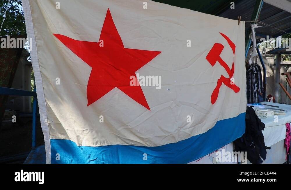 Naval military flag in Transnistria showing the Flag of the USSR Stock ...
