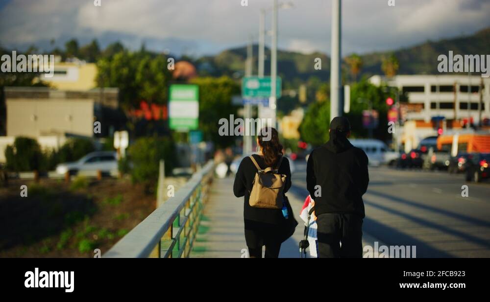 People walking on a busy street in Los Angeles, California Stock Video ...
