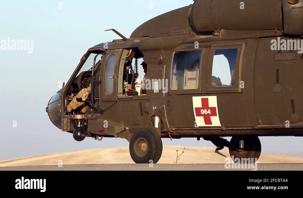 Medevac crew aboard UH-60 Black Hawk during Medical evacuation training ...