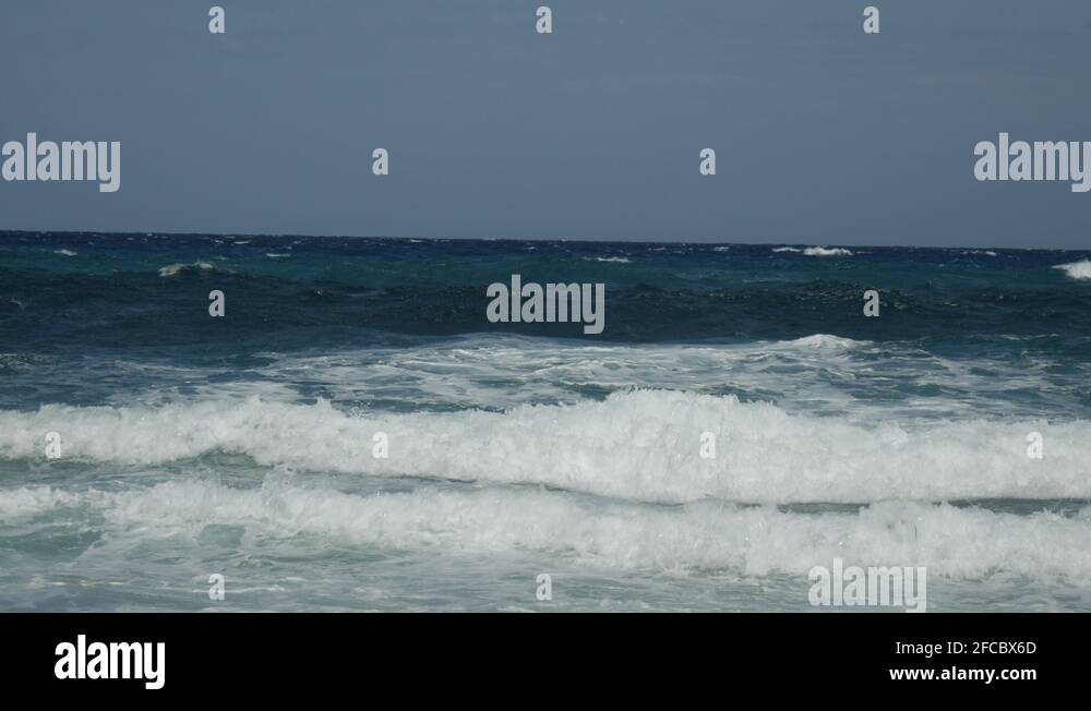 Ocean wind waves big waves storm sea spray. Ocean great big blue wave ...