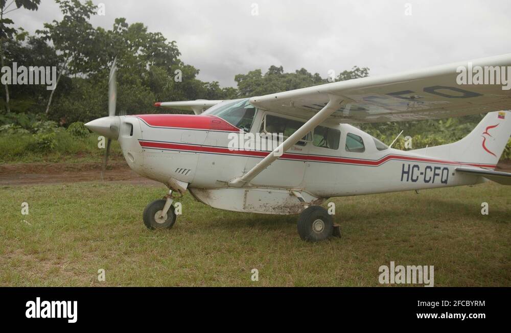 Starting engine of Cessna Single Propellor airplane preparing to take ...