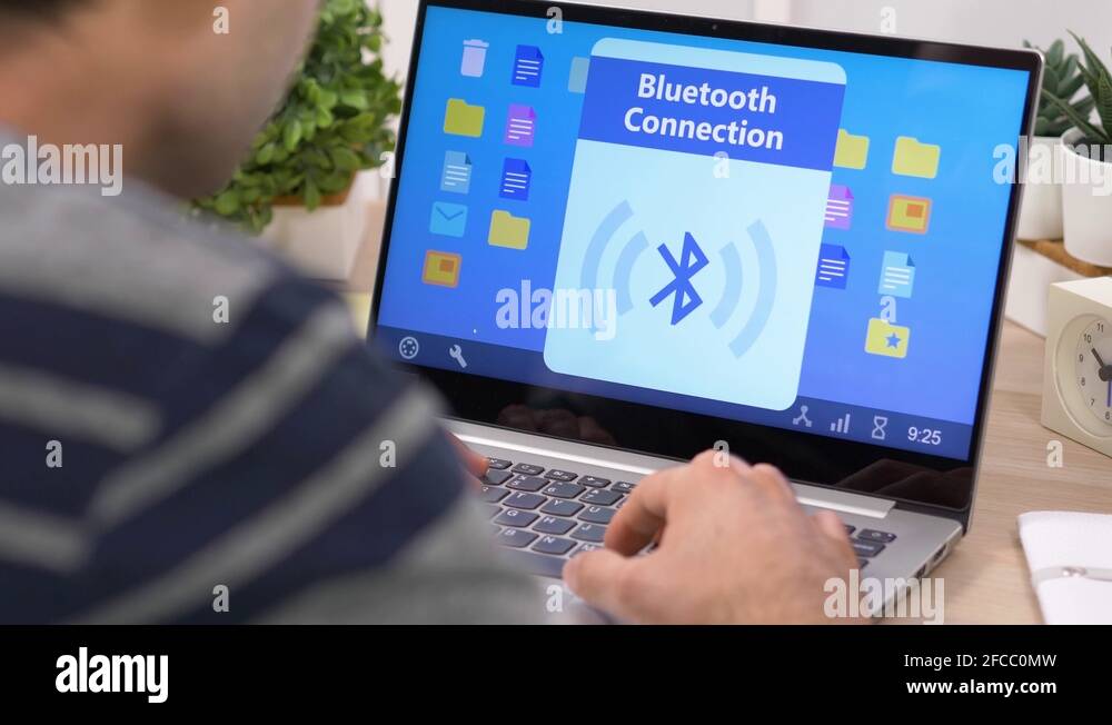 Connecting Laptop Computer to Bluetooth Animation on Screen Stock Video ...