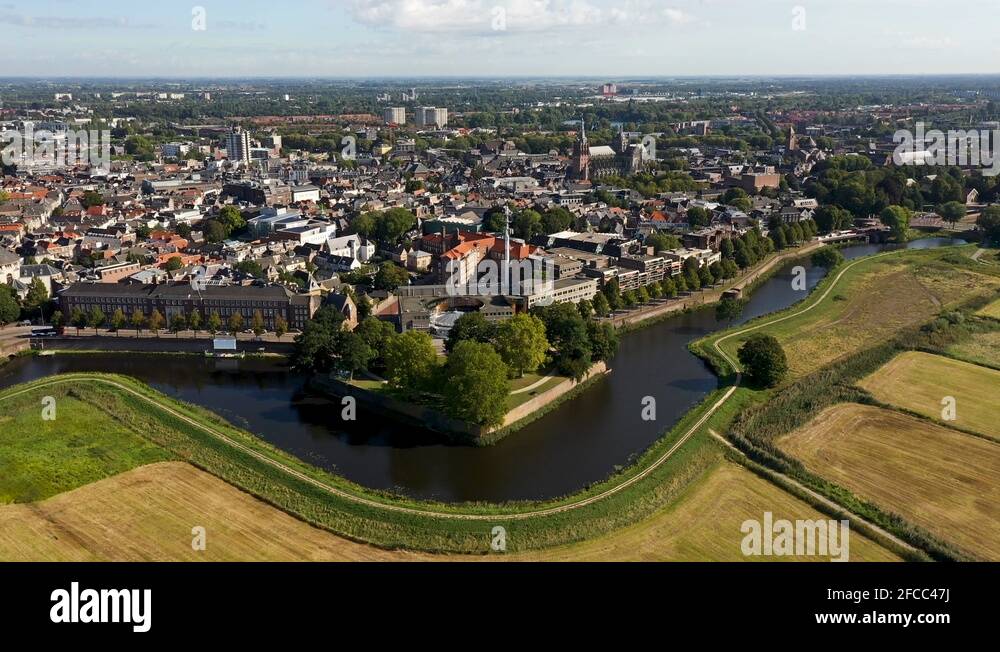 Den Bosch with Het Bossche Broek from the air Stock Video Footage - Alamy