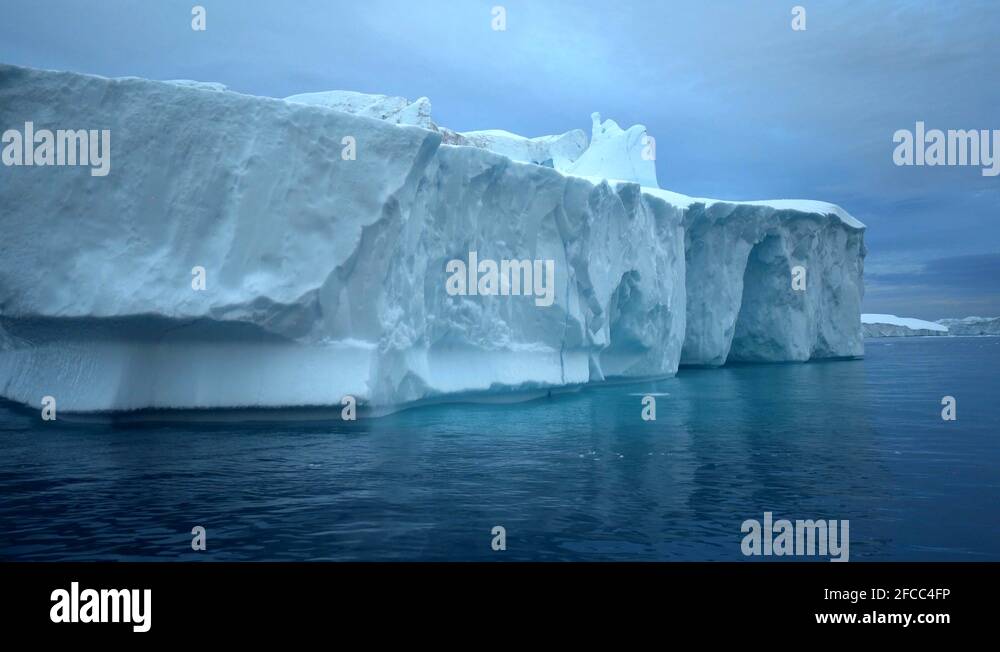 Pan Left to Right Slow of The Rough Edges of the Iceberg of Greenland ...
