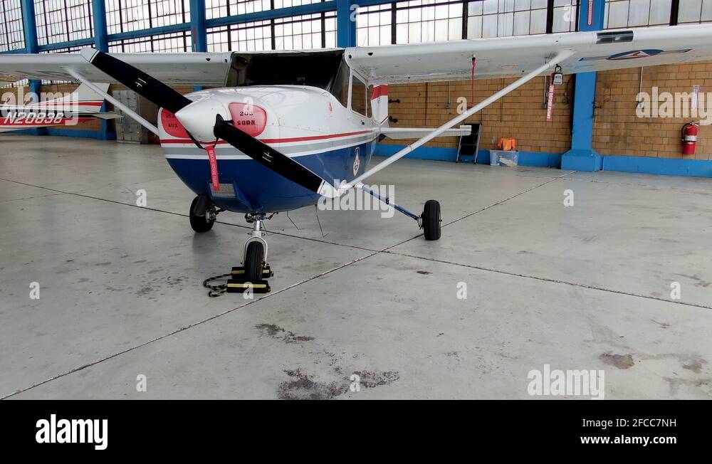 Civil Air Patrol airplane in hangar, a Cessna C-172 used by CAP to ...