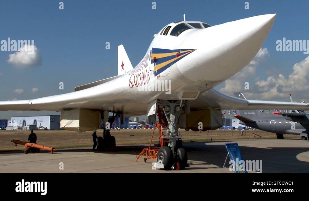 Tupolev Tu-160 (Blackjack) strategic bomber-missile carrier in parking ...