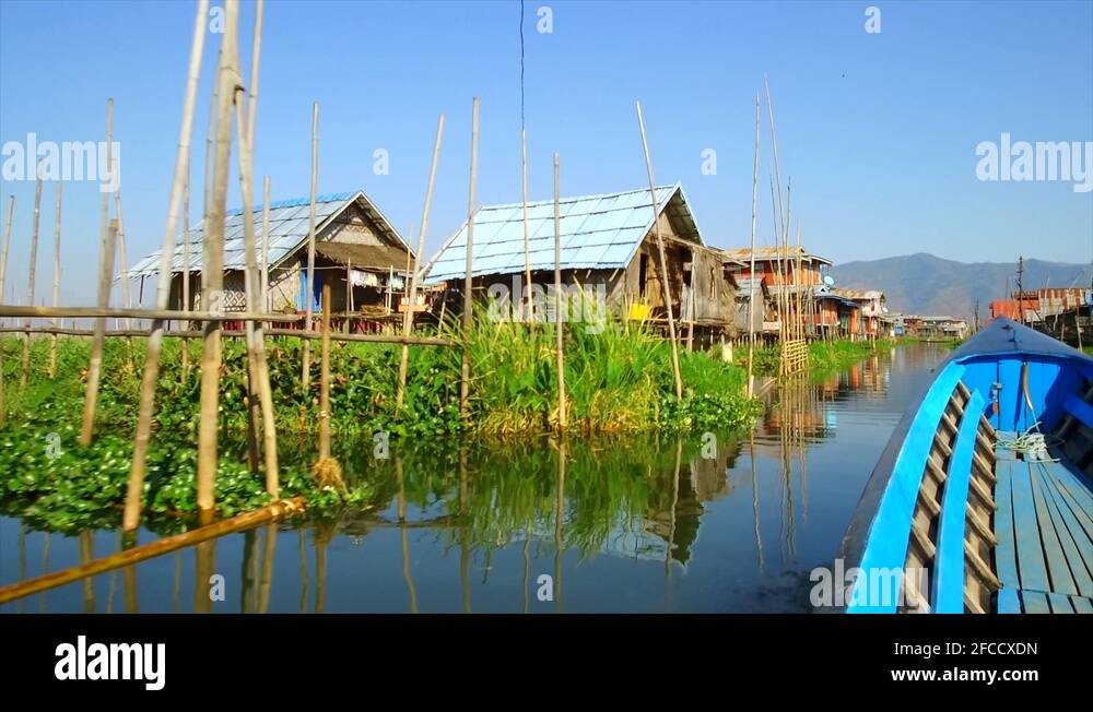 Myanmar Inle Lake Floating Gardens, Villages and Daily Life Commuting ...