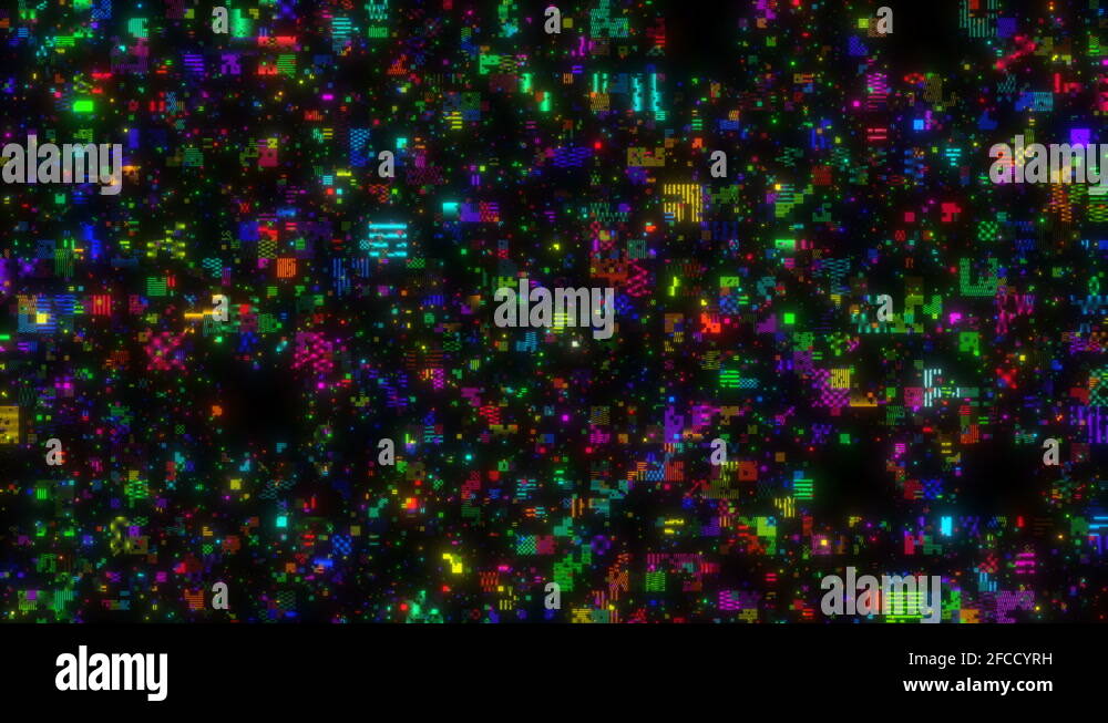 Video signal damage with pixel noise and error interference. Tv no ...