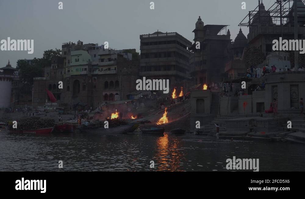 Cremation Funeral Ceremony At The Ghats In Varanasi India A Holy ...