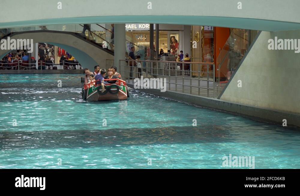 Boat Ride Inside Luxury Shopping Mall at Marina Bay Sands in Singapore ...