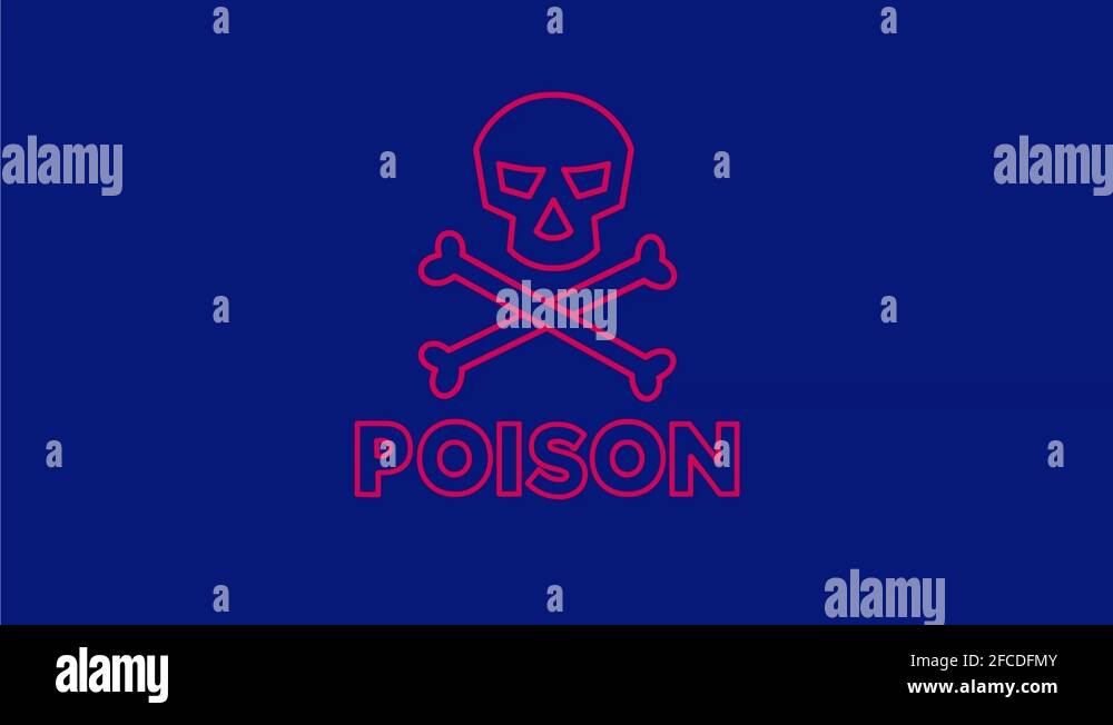 Poison Symbol Skull and Crossbones Neon Flickering Sign 2D Animation ...