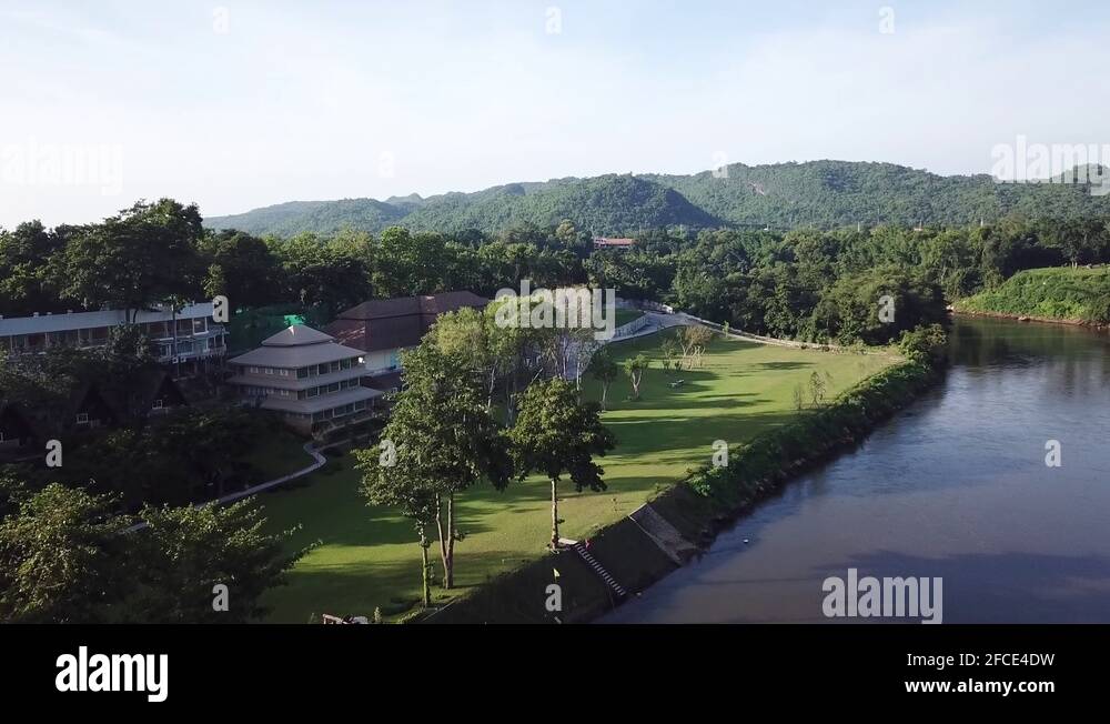 Drone footage of Krasae Bridge (Wampoo Viaduct) Death Railway Stock ...