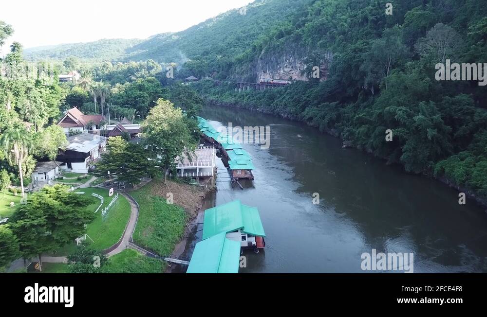 Drone footage of Krasae Bridge (Wampoo Viaduct) Death Railway Stock ...