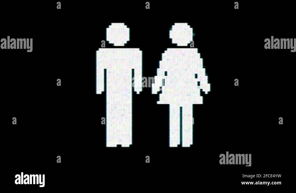 White pictograms of a man and woman couple on black background with ...