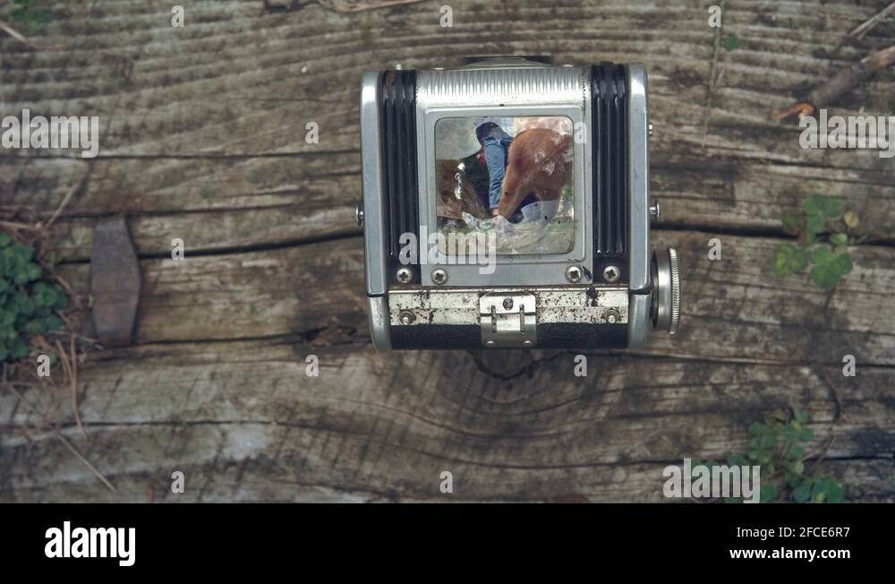 First person view through vintage TLR Twin lens reflex camera ...