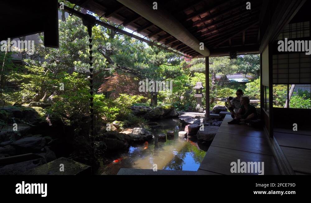 Japanese garden of a samurai home in the Nagamachi samurai district ...