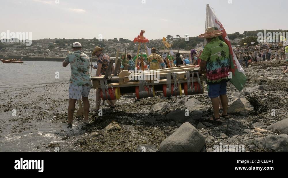 Local business teams ready to start at the Newlyn raft race charity fun ...