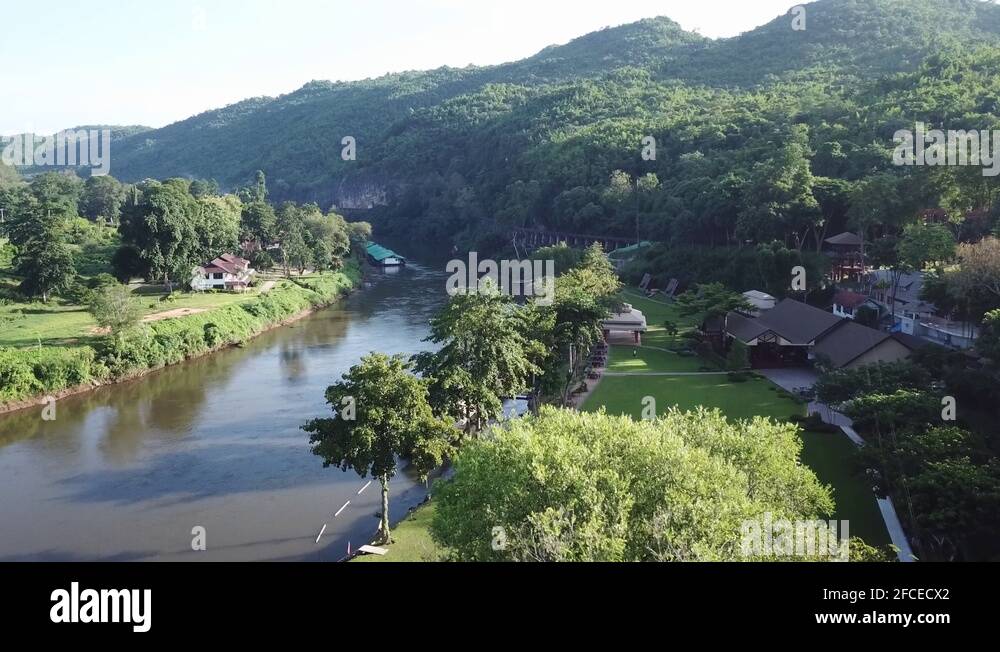 Drone footage of Krasae Bridge (Wampoo Viaduct) Death Railway Stock ...