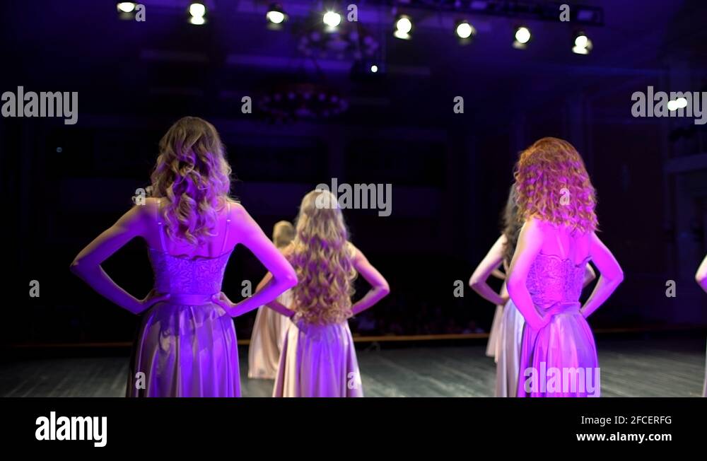 beauty contest. model backstage posing on stage, Woman female girl ...