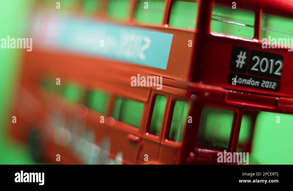 Double Decker Red Bus Turning Around Its Axis On A Green Screen ...