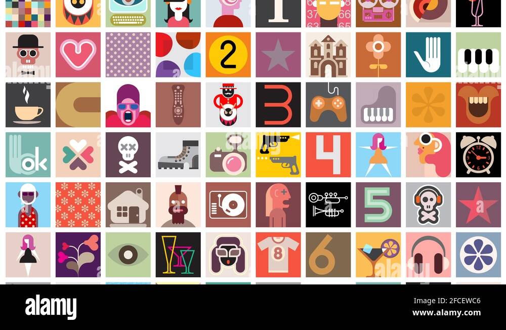 Collection of stylized icons Stock Videos & Footage - HD and 4K Video ...