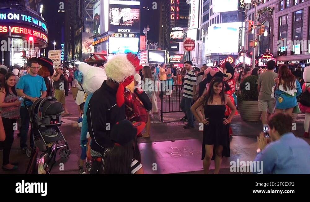 Superheroes with crowded in Times Square. New York City Stock Video ...
