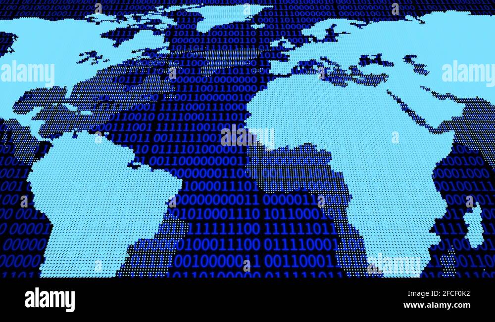 4k World map dots concept,binary code,Digital marketing business ...