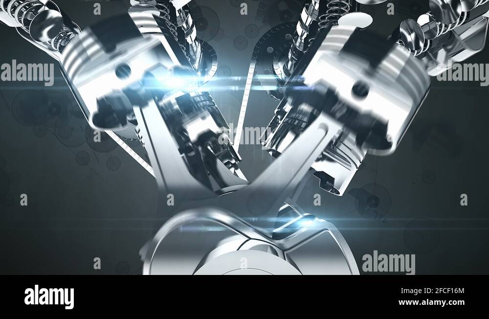 Close Up Working V8 Engine Animation With Visual Effects Stock Video ...