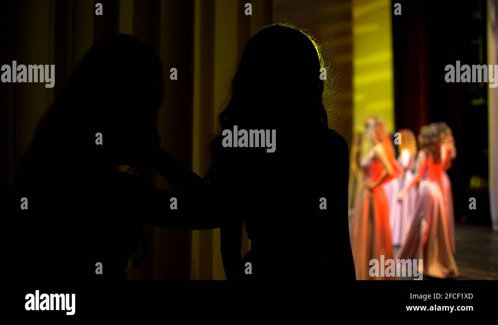 beauty contest. model backstage posing on stage, Woman female girl ...