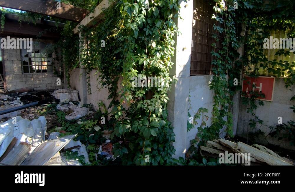 4K Right pan abandoned garbage filled dumping backyard Stock Video ...