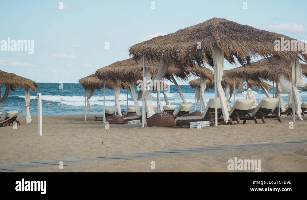 Beautiful Beach Tent Setup, Resort Destination. Beach with canopies ...
