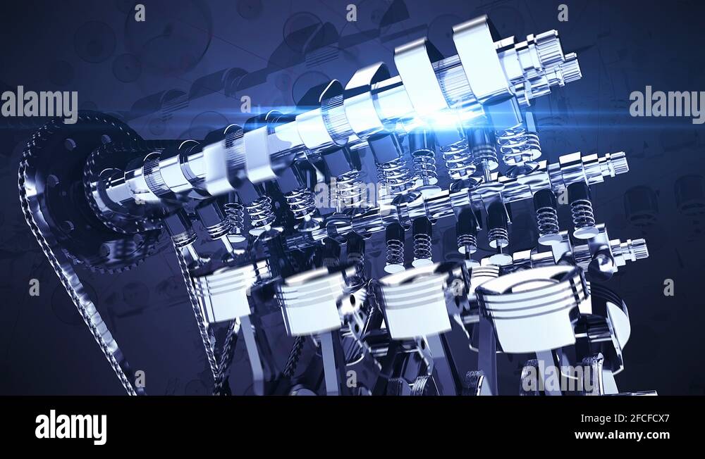 3D Animation Of A Fuel Injected V8 Engine With Effects Stock Video ...